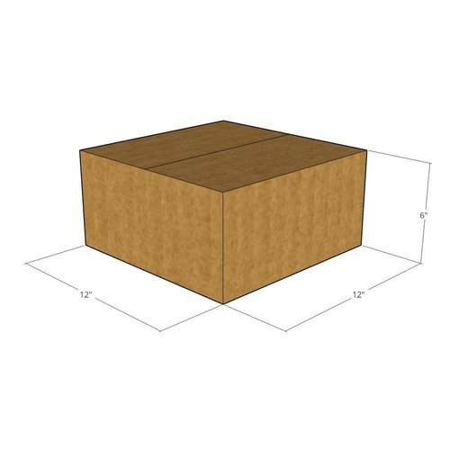 200 12x12x6 Kraft Brown Corrugated Shipping Boxes 32 ECT Single-Wall ...