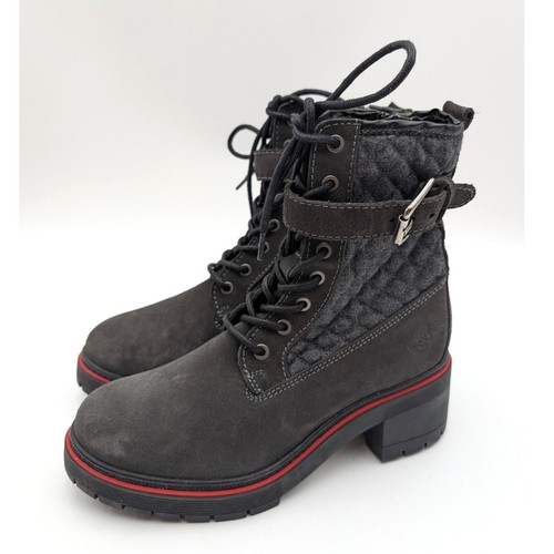 Bos & Co Zing Waterproof Combat Boots Women's Grey Suede/Flannel Size ...