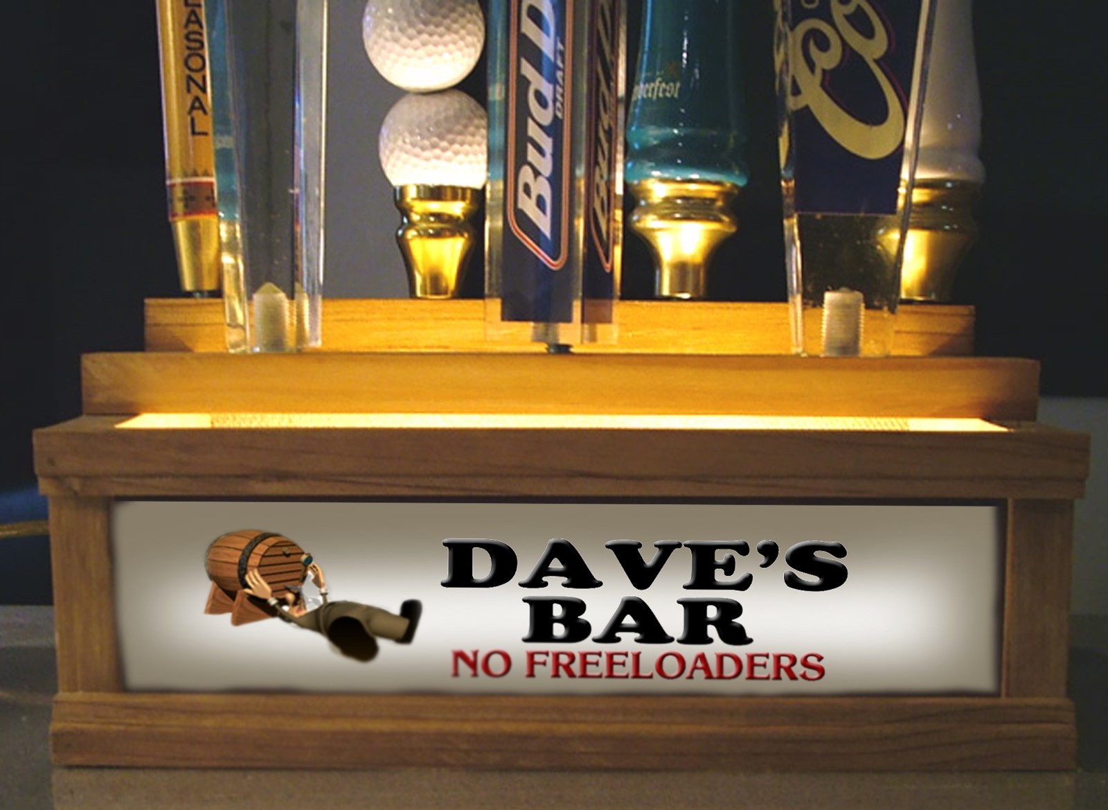 ILLUMINATED 7 BEER TAP HANDLE DISPLAY/ PERSONALIZED BAR SIGN NO ...