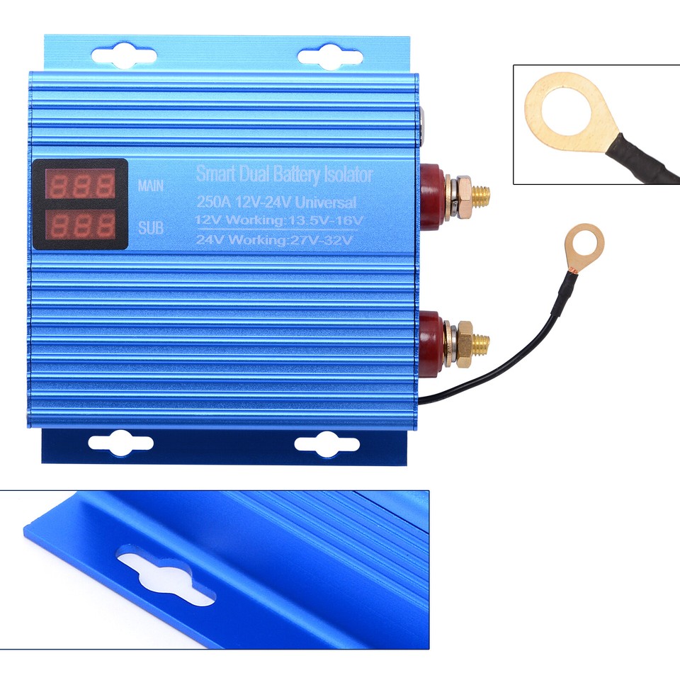250 Amp Dual Battery Charge Isolator 12V-24V Smart Voltage Sensitive ...