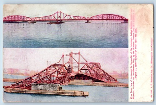 Superior Wisconsin WI Postcard Draw Span Interstate Bridge c1908 ...