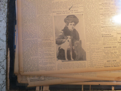 Thaw Murder Newspaper 1903 ALICE THAW WEDS EARLY OF YARMOUTH | eBay