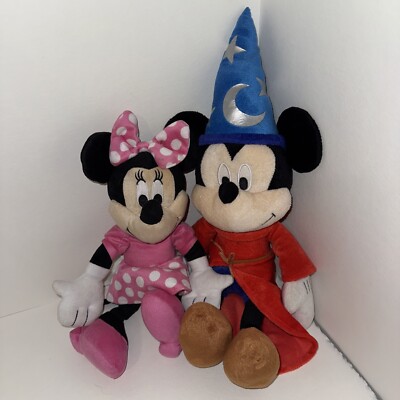 Disney Parks Sorcerer Minnie & Mickey Mouse Plush Doll 19” Inch Wizard ...