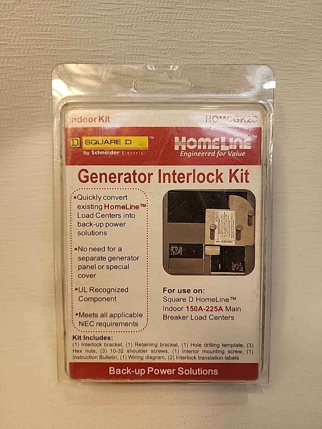 Square D Homeline Load Center Indoor Generator Interlock Kit HOMCGK2C ...
