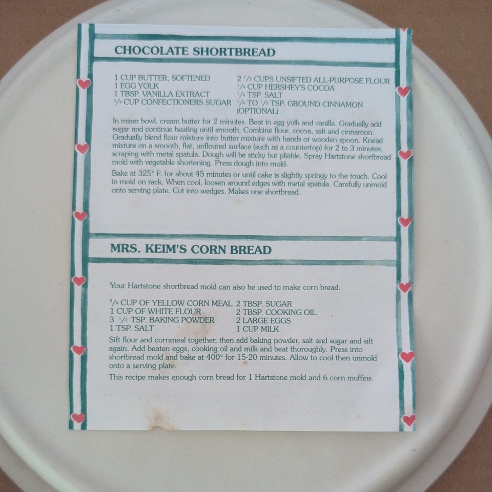 Shortbread Cookie Mold Hartstone USA Vtg Heart Tulip Stoneware 9 ...
