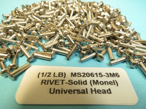 MS20615-3M6 MONEL Solid Rivet Universal Head Aircraft Aerospace Lot = 1 ...
