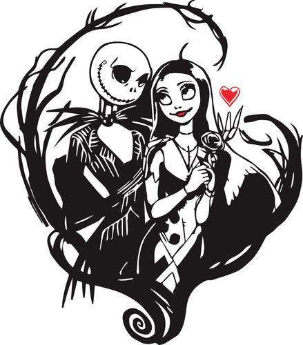 Jack Sally in love nightmare before Christmas car laptop decal 6" Black ...