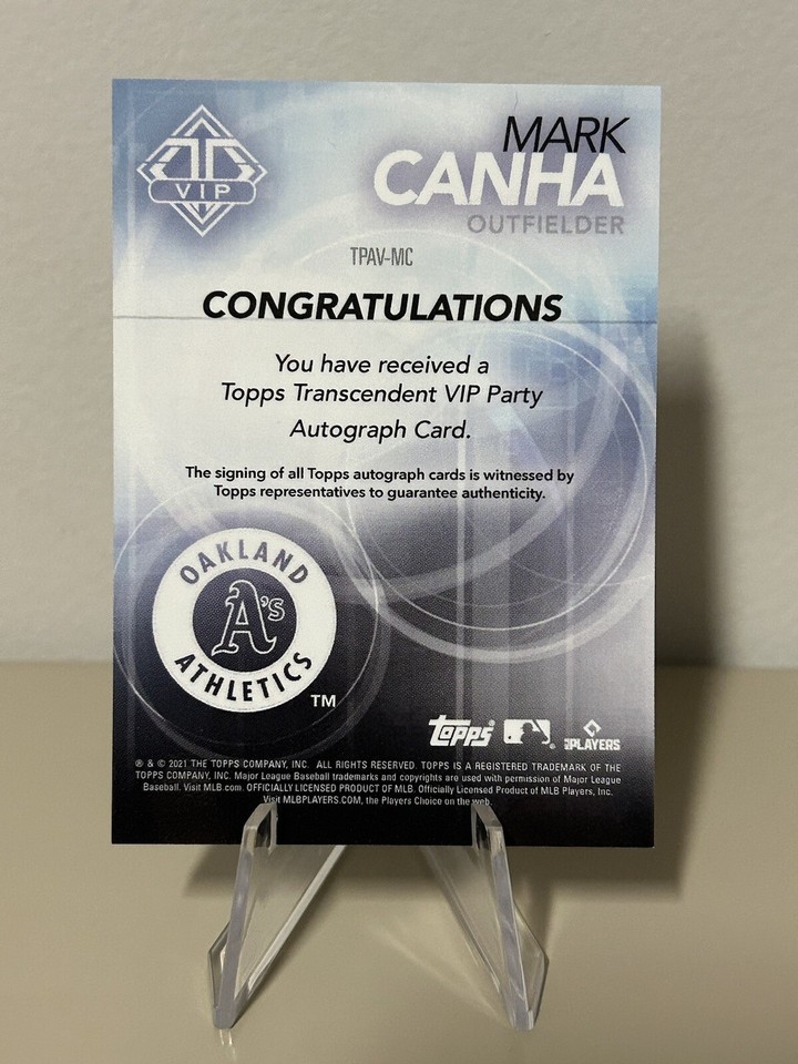 2021 Topps Transcendent VIP Party Mark Canha Autograph Oakland ...