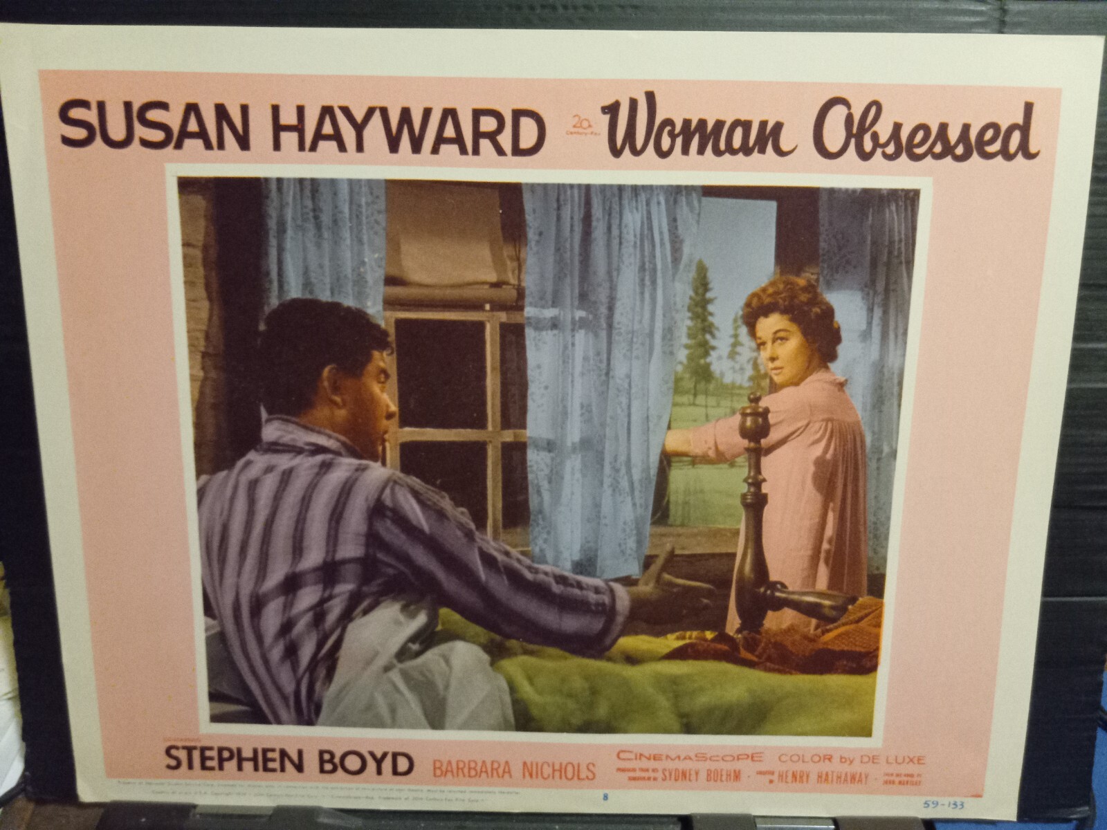 Lobby Card 1959 WOMAN OBSESSED Susan Hayward Stephen Boyd in bedroom | eBay