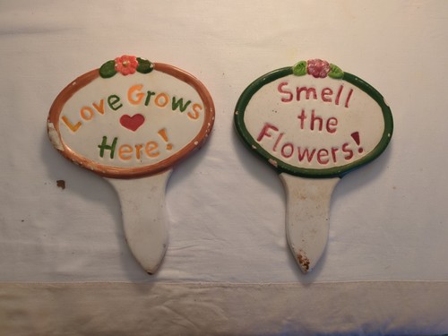 Pair Hand Made Ceramic Garden Signs | eBay Australia