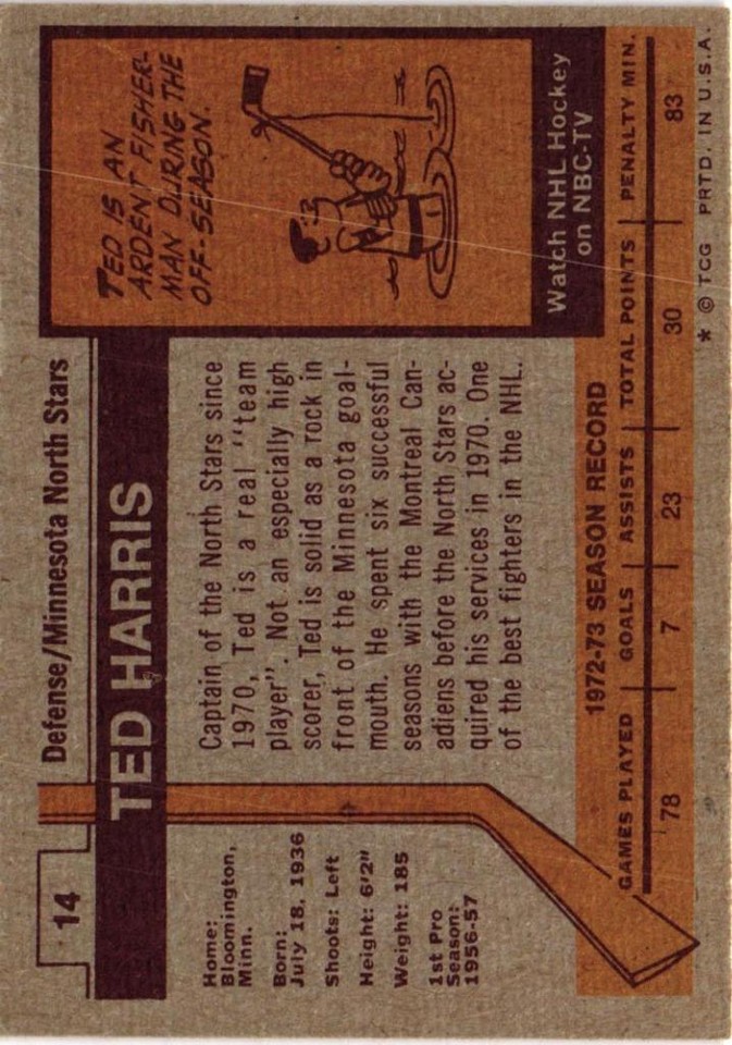 TED HARRIS 1973-74 Topps Hockey #14 FREE SHIP 50% OFF SALE B1009R1S1P10 | eBay