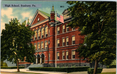 Red Brick High School Sunbury Pennsylvania Exterior Linen Postcard | eBay