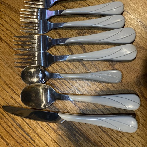 Fiesta Flatware Swirl 14 Pcs Mixed Colors Stainless Steel Forks Spoons ...