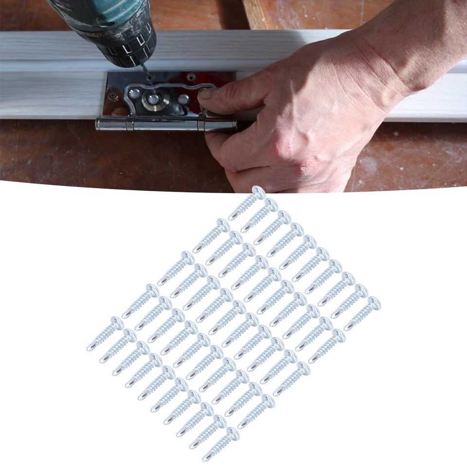 Roud Head 50Pcs Self Drilling Screw Cross Carbon Steel 4.2x19mm ...