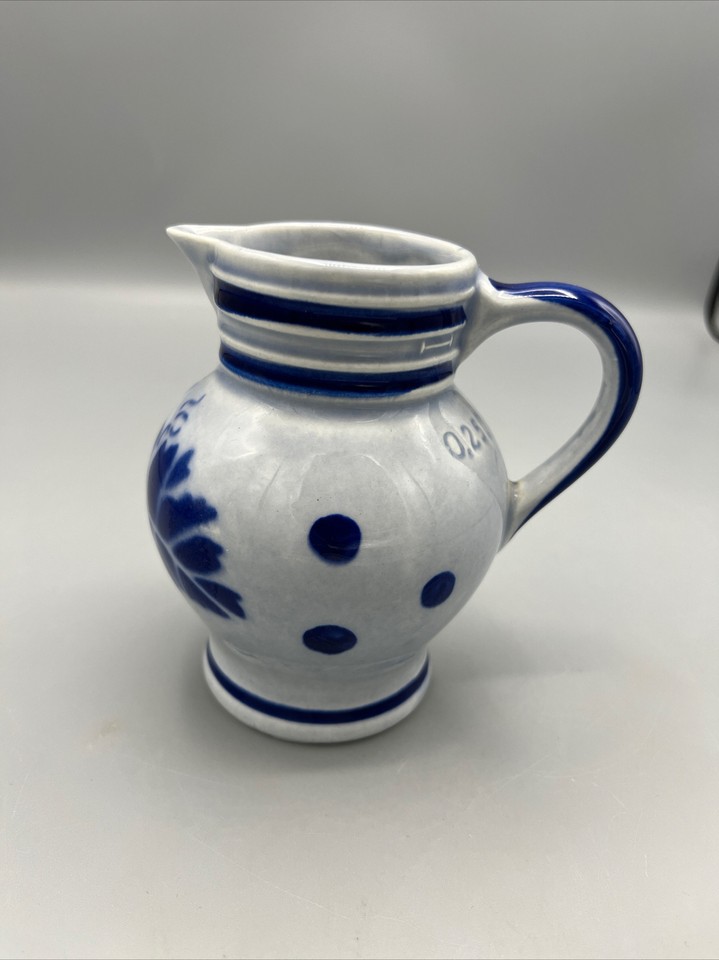 Handmade Cobalt Salt Glazed Stoneware Pottery Pitcher Stamp 0.25 HIX | eBay