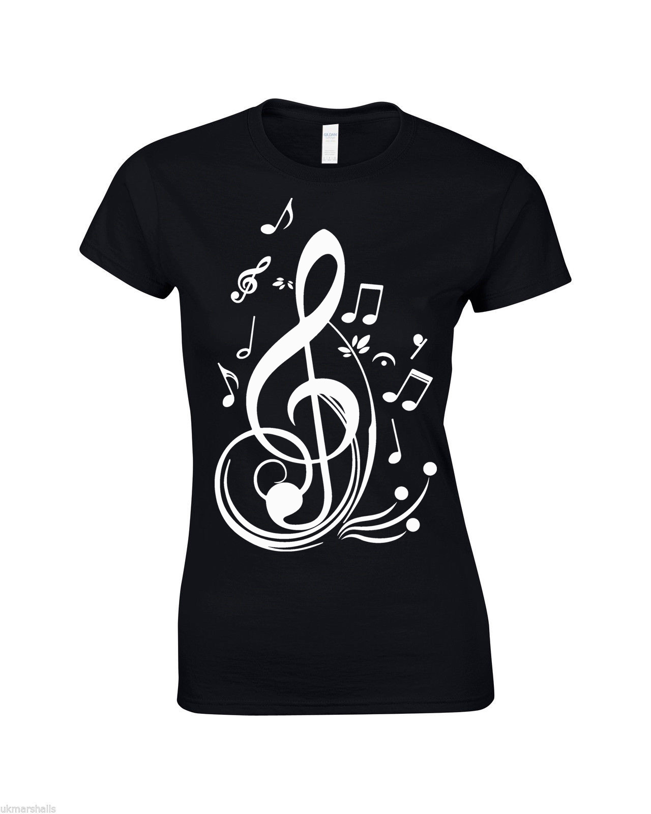 Music Notes Ladies Cap Sleeve Top Band Symbol Cool Gift Instruments T ...