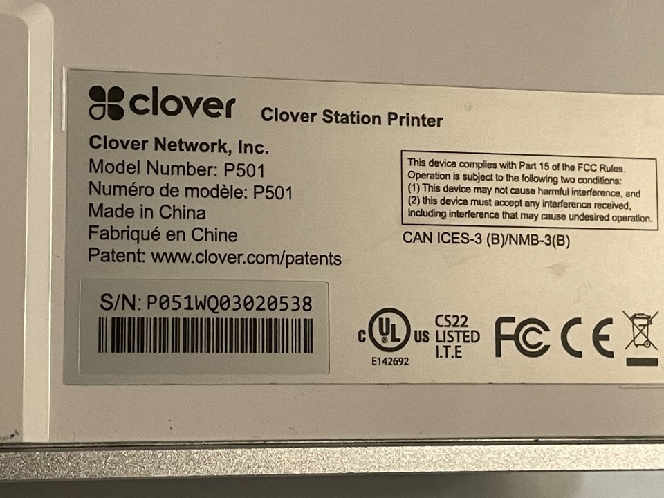 Clover Station P501 PRINTER - THERMAL PRINTER FOR CLOVER PRO 2018 SOLO ...