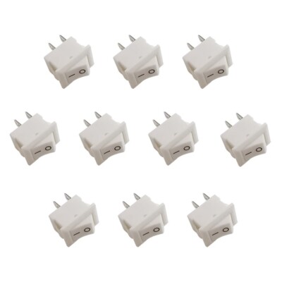 10x White Rocker Switches Rectangle 2-Pin ON/OFF Small Mini DC 12V AC ...