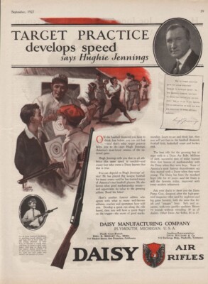 1927 DAISY AIR RIFLE HUGH JENNINGS BASEBALL SPORT DIAMOND FIELD HUNT ...