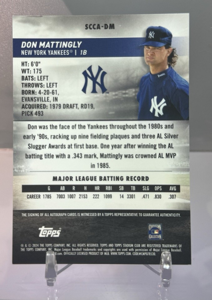 Topps Stadium Club Don Mattingly Auto! 04/50 Red | eBay