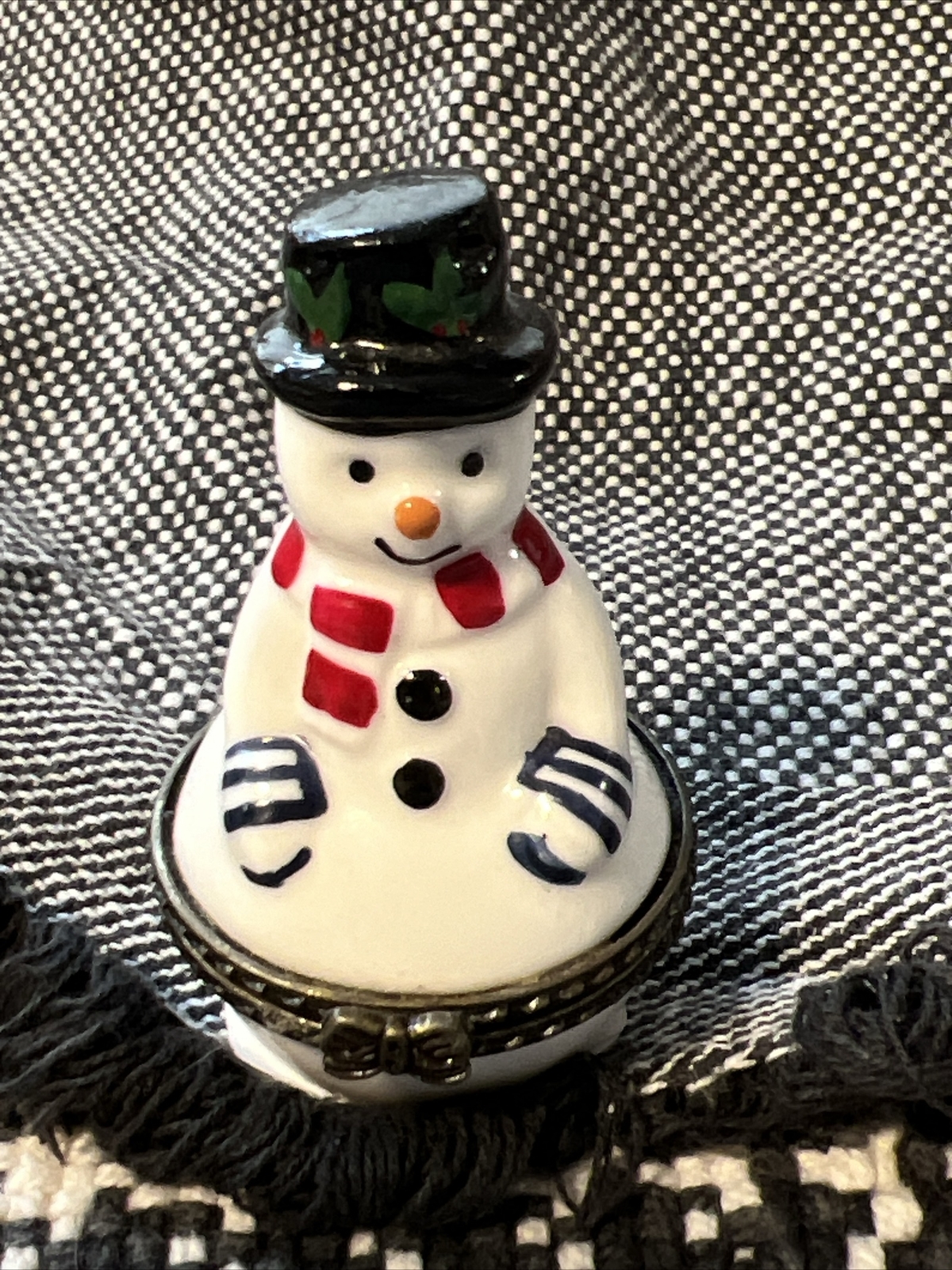 Vintage Ceramic Snowman Trinket Box | eBay