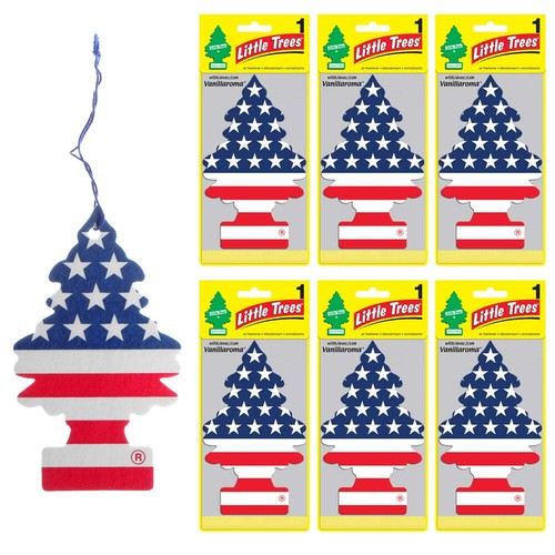 6 Little Trees Vanillaroma Scent Car Air Freshener American Flag Auto ...