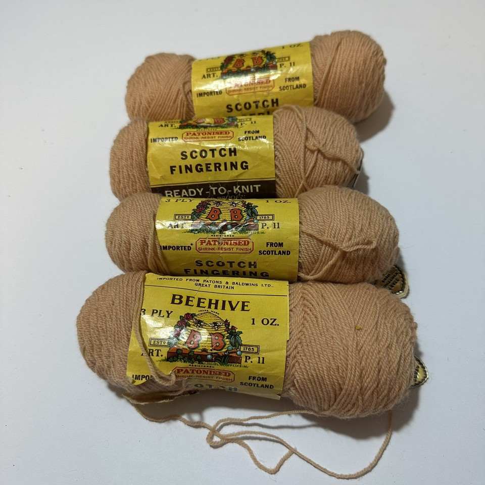 Vtg Beehive Scotch Fingering Wool 3 Ply Yarn Skein 1 Oz Rose Beige 616 ...