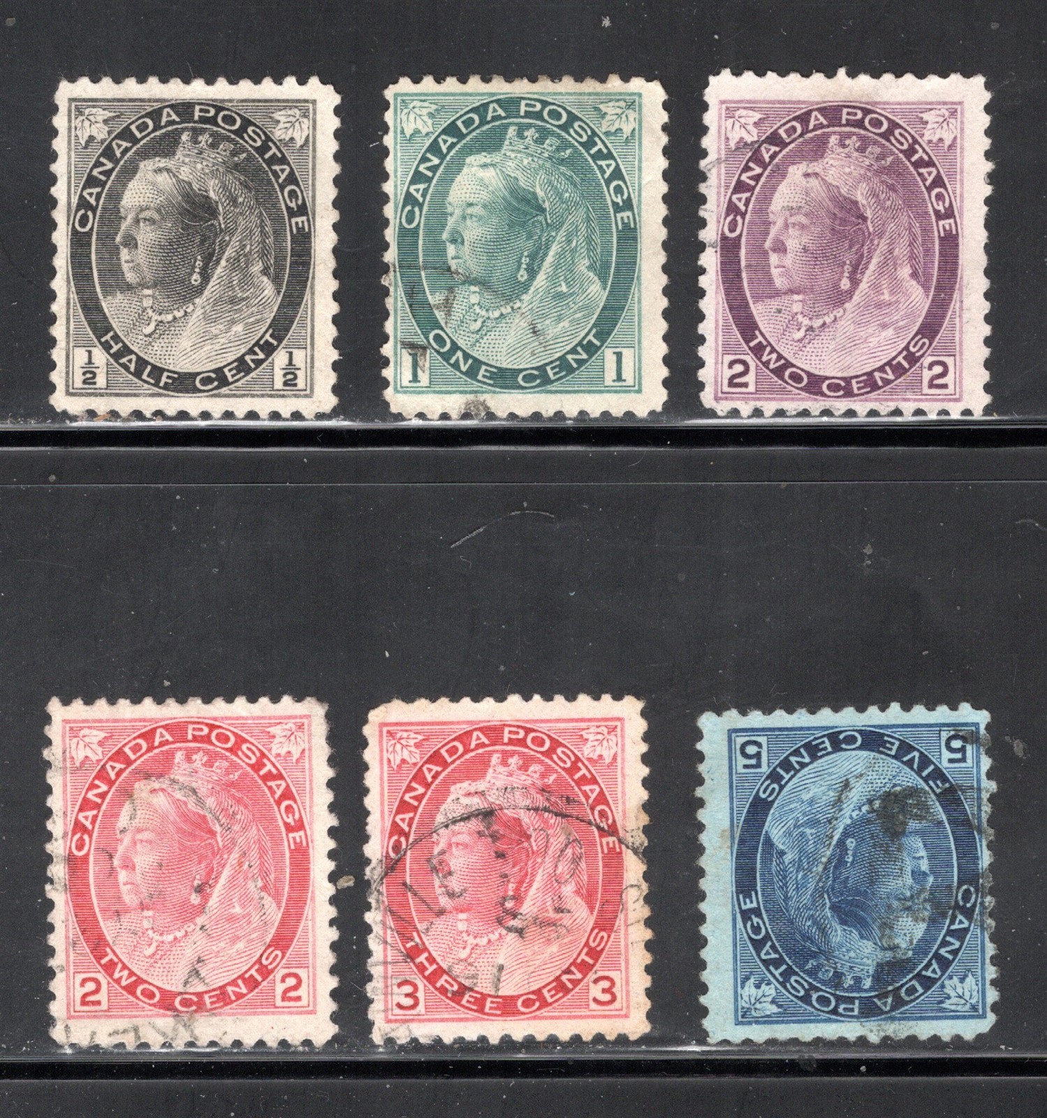 Canada Stamp Scott #74-79, Queen Victoria 1/2c-5c, Lot of 6, Used, SCV ...