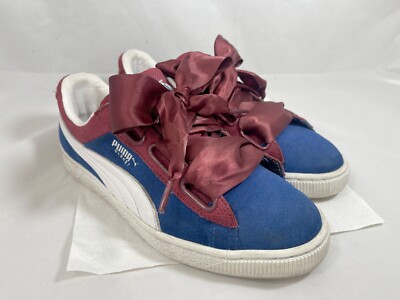 Women Puma Ribbon Lace Low Top Sneakers Shoes Footwear Slip On Blue ...