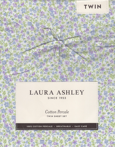 Laura Ashley Twin Sheet Set Emogene Floral Heather 3pc Periwinkle Lilac ...