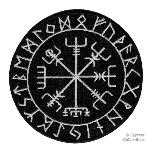 VIKING COMPASS PATCH Vegvisir IRON-ON EMBROIDERED ICELANDIC NORSE RUNE ...