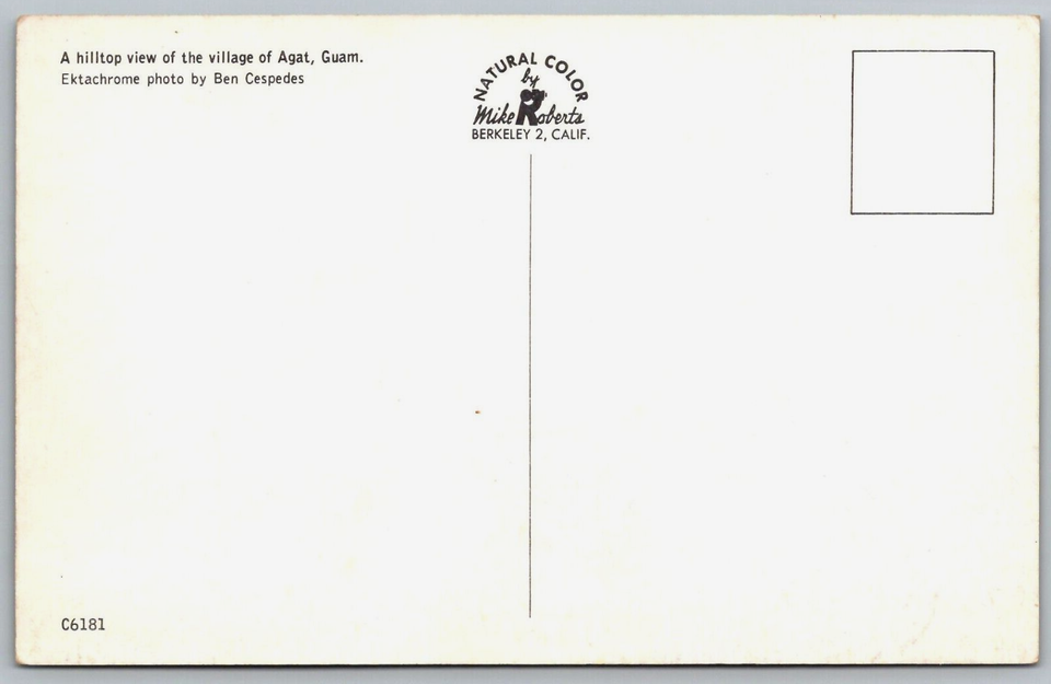 Vintage Postcard - Hilltop View - Village of Agat Guam - Western ...