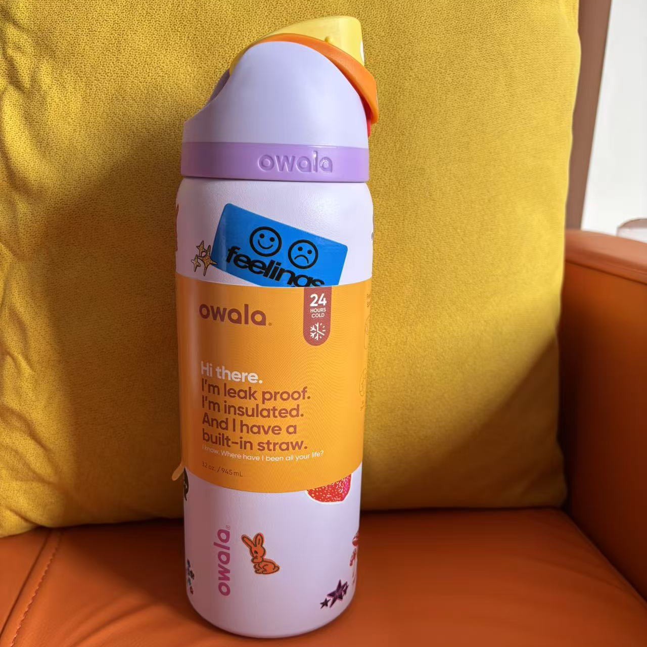 Owala FreeSip Water Bottle 32oz / 24oz Light Purple with Cute Cartoon ...