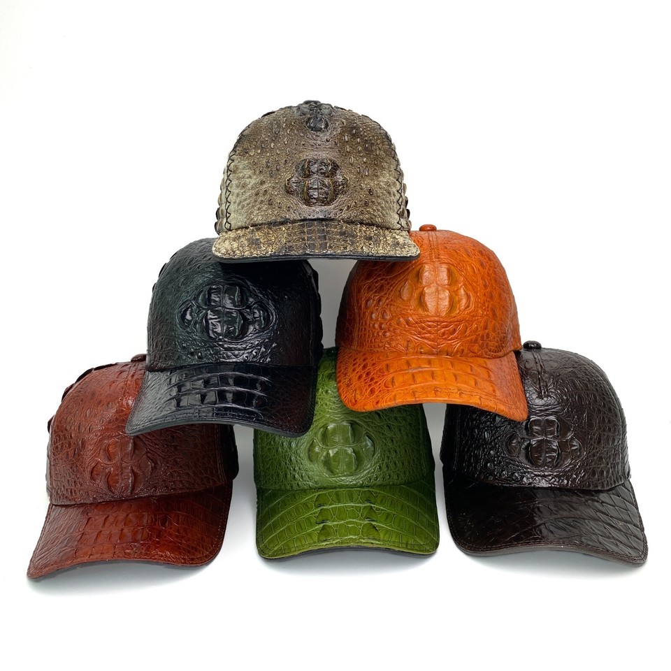Brown Genuine Crocodile Leather Hat Cap Adjustable Baseball Cap ...