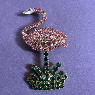 Vintage Flamingo Rhinestone Tropical Brooch/Pin-Estate Find | eBay