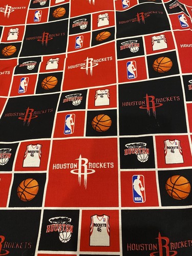 NBA HOUSTON ROCKETS Fabric Basketball Red Black 100% Cotton 42”W x 54”L ...