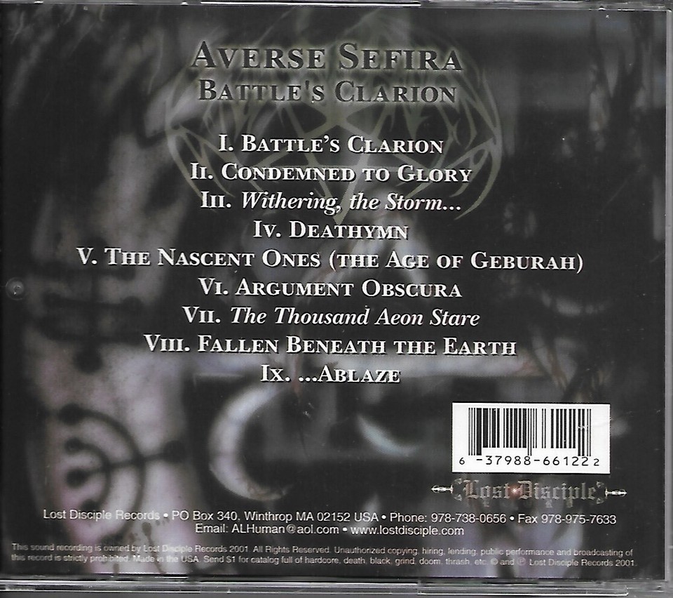 AVERSE SEFIRA-BATTLE'S CLARION-CD-OOP-black metal-necrowar-merrimack ...