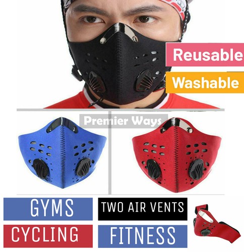 Double Vent Face Mask Reusable Washable Anti Air Pollution W/ PM2.5 ...