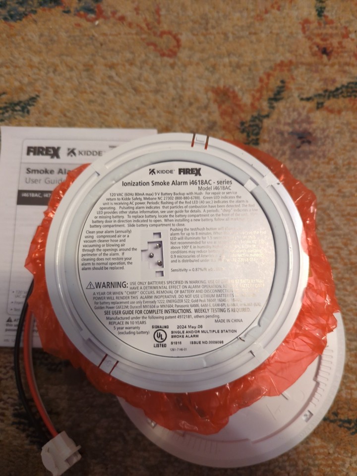 NEW KIDDE i4618AC Firex Hardwired Smoke Detector W/ Battery Backup Item ...