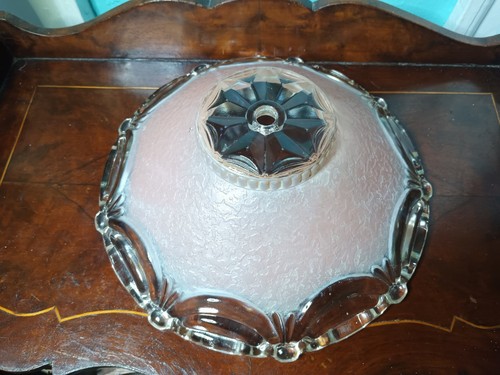 1920's Cottage Core ART DECO Pink Clear Frosted Ceiling Light Fixture ...