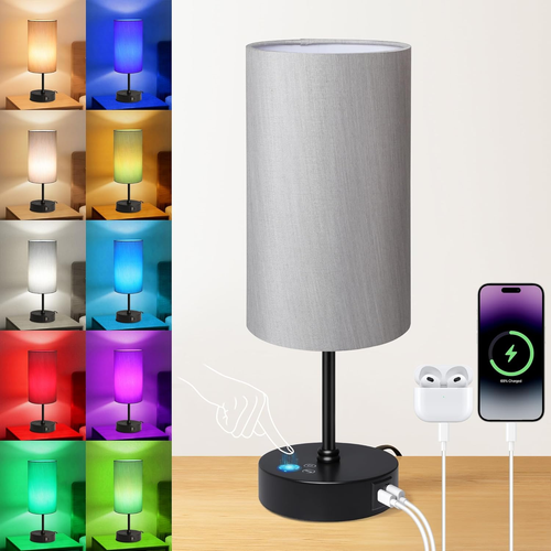 Table Lamp for Bedroom, 3 Color Temperatures, 7 RGB Colors, Adjustable ...