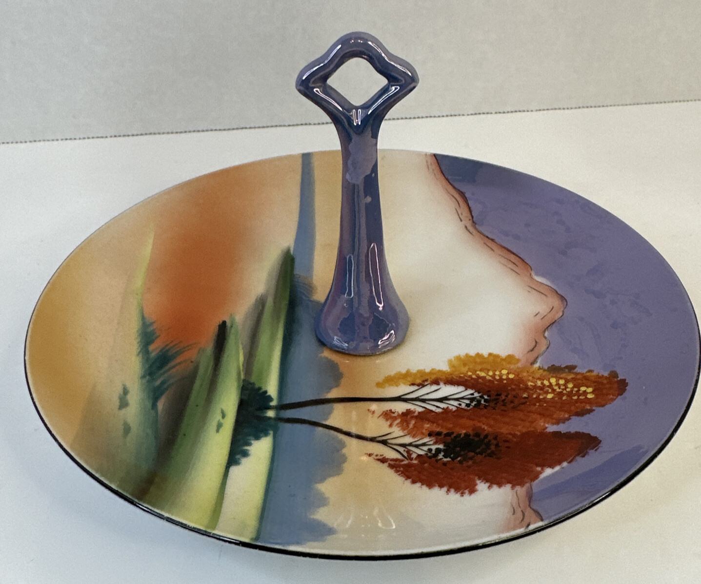 Vintage Japan Chikaramachi Hand Painted 7” Luster Sweets Nappy Plate ...