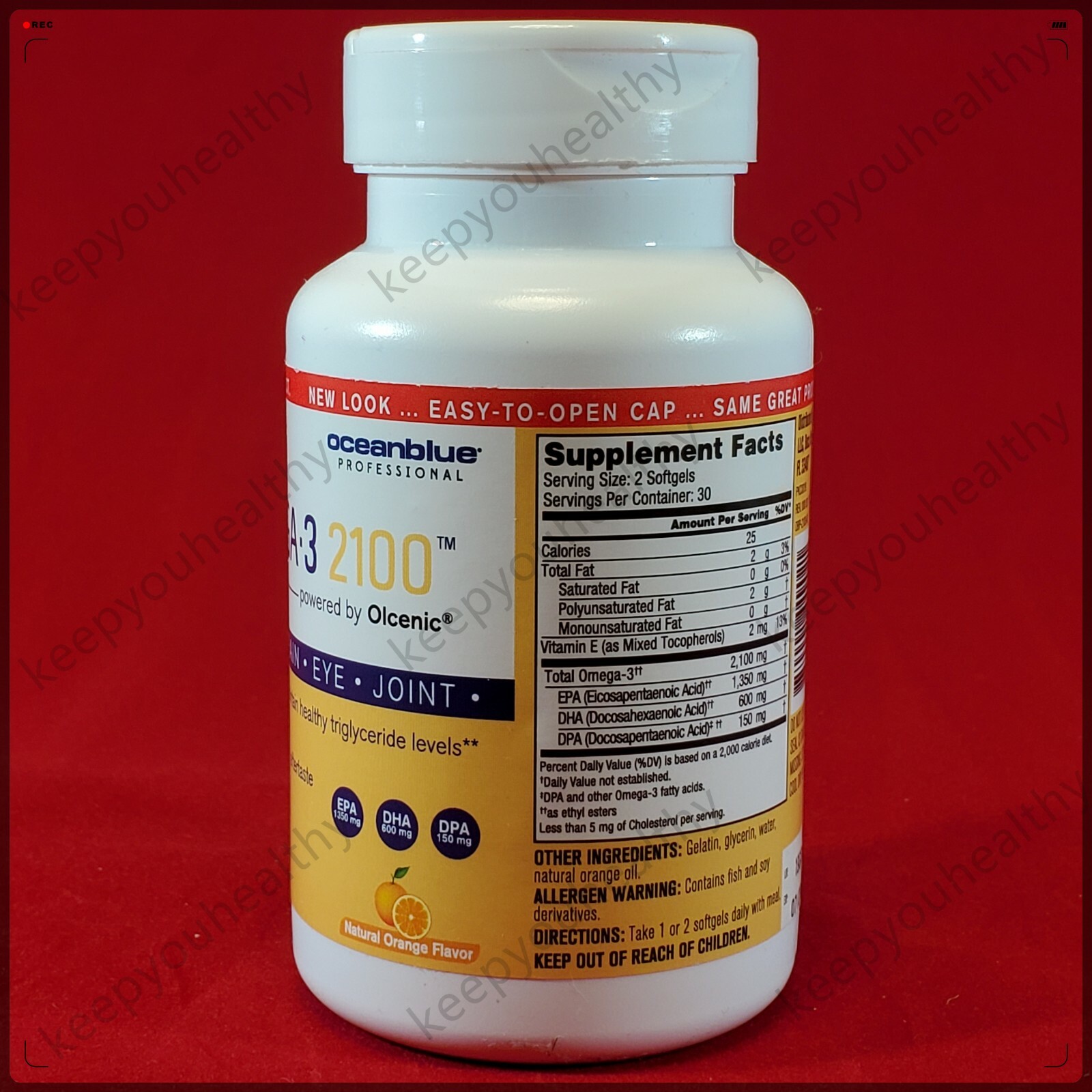 Ocean Blue High Potency OMEGA-3 2100 Fish Oil 60 Softgels EXP: 03/2026 ...