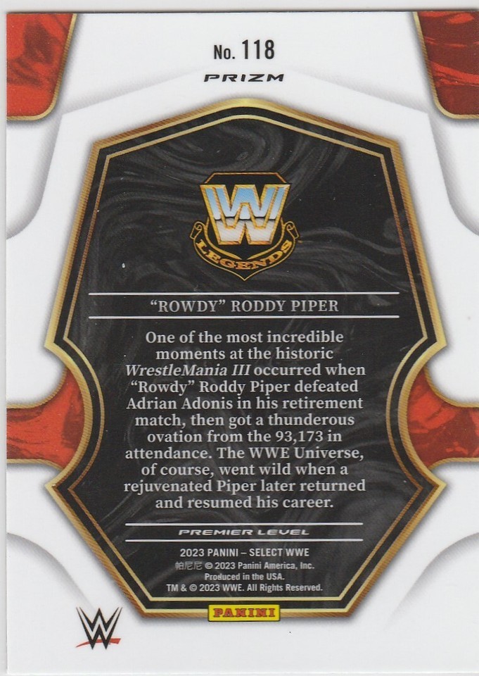 2023 Panini Select WWE ROWDY RODDY PIPER Premier Level Tri-Color Prizm ...