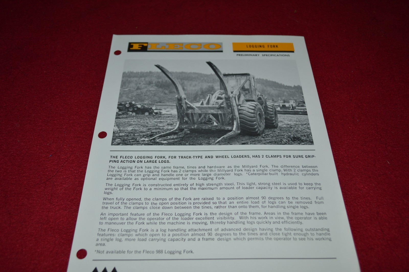Fleco Logging Fork Caterpillar Loaders Dealers Brochure BWPA | eBay