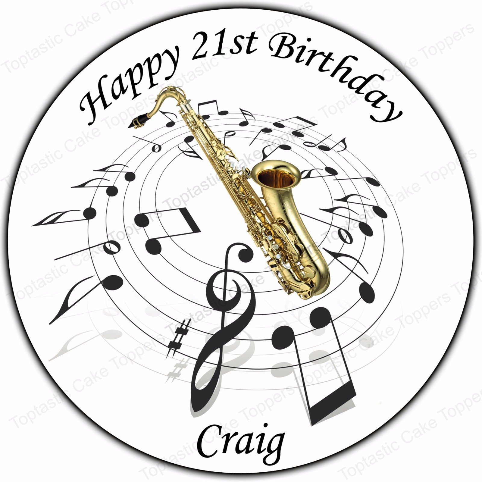 Personalised Saxophone Sax Music Edible Icing Birthday Party Cake ...