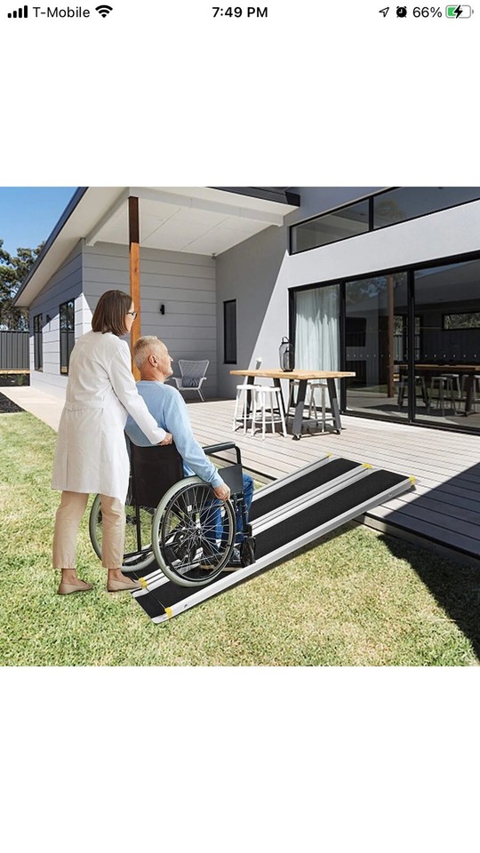 Portable Aluminum Wheelchair Ramp Retractable Telescopic Anti-Slip 7 ft ...