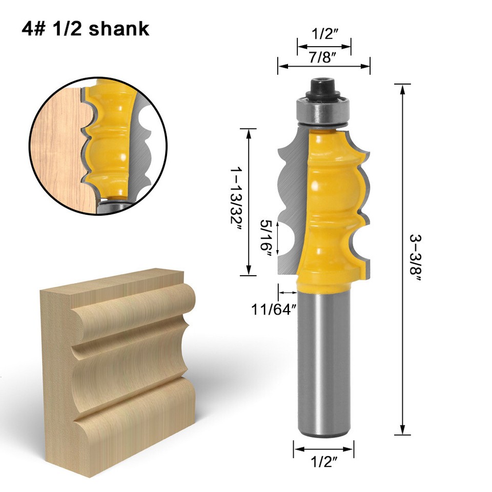 1/2 12.7mm Shank Molding Architectural Router Bit Profile Edge Cutter ...