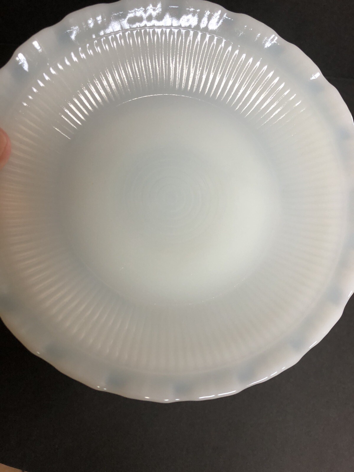Ring of Fire Milk Glass Saucers Ribbed-Ruffed Edge Set of 2 | eBay