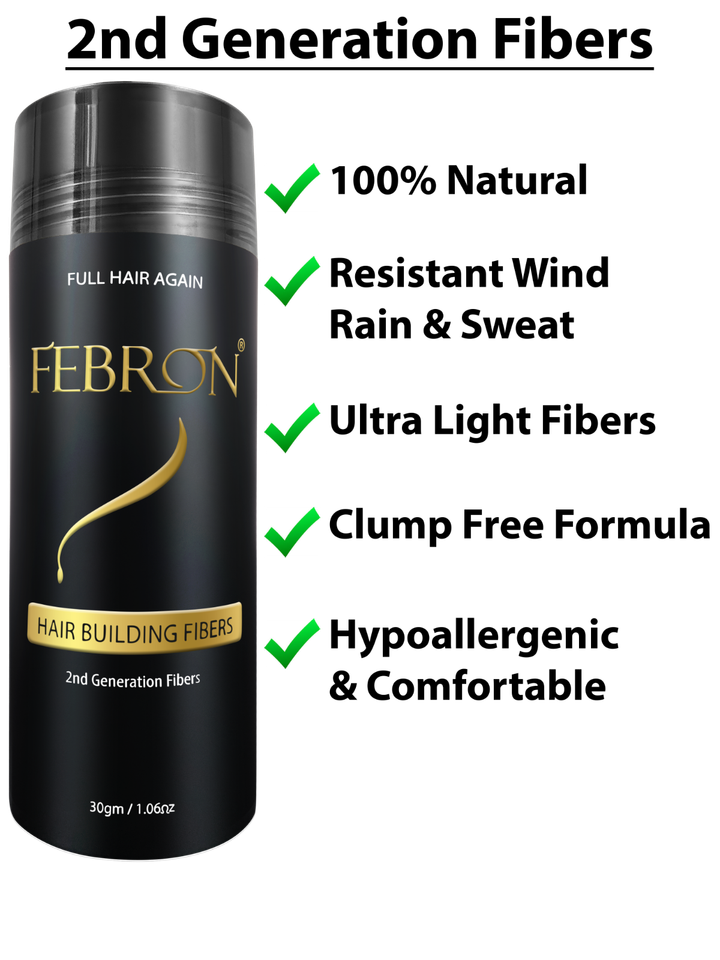 FEBRON Hair Building Fibers 30gm - For Thinning Hair Cover Bald spots ...